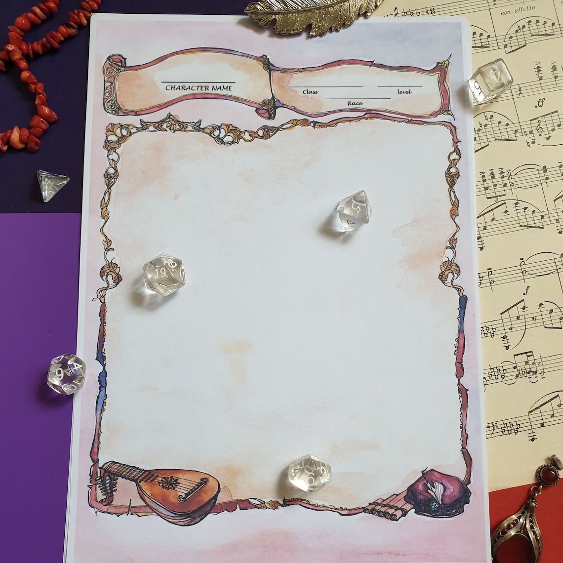 Dnd 5e Bard Character Sheet / Fillable PDF Digital Download / Dungeon ...