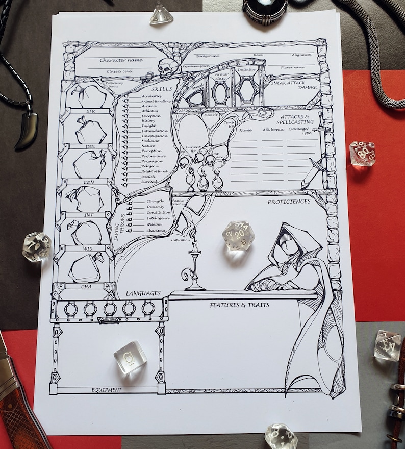 Dnd 5e Rogue Character Sheet / Printable Fillable PDF / Dungeon and ...