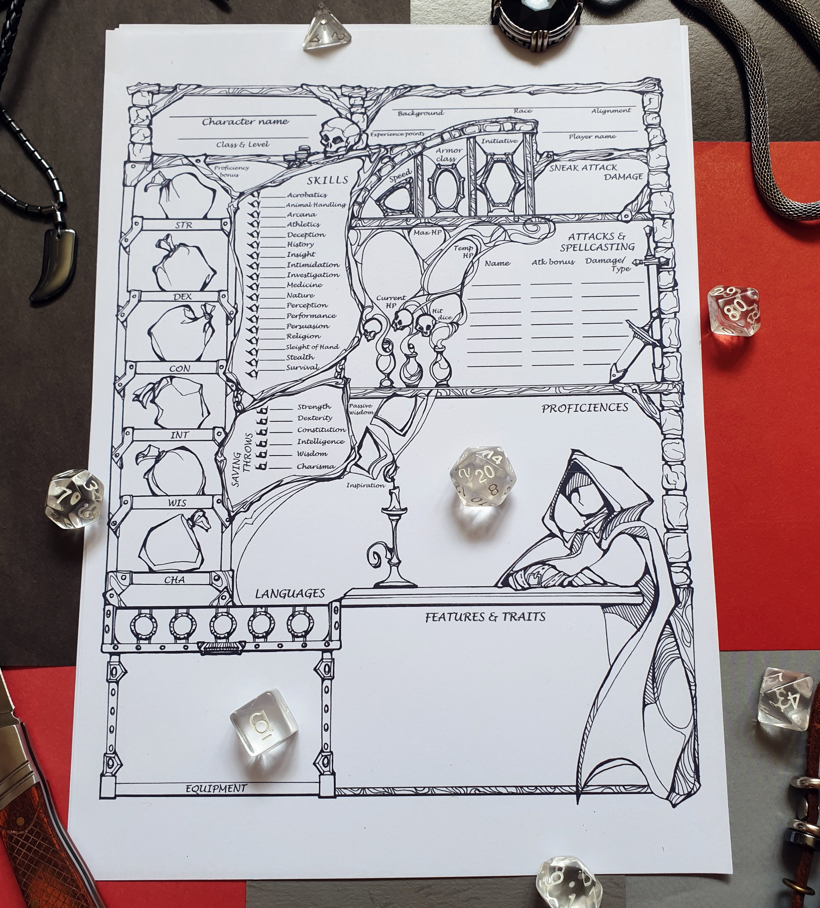 Dnd 5e Rogue Character Sheet / Printable Fillable PDF / Dungeon and ...