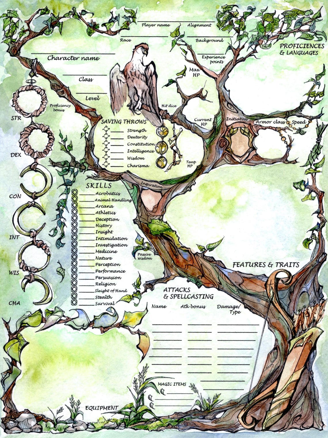 Dnd 5e Ranger Character Sheet / Fillable PDF Digital Download / Dungeon and Dragons Gifts ...