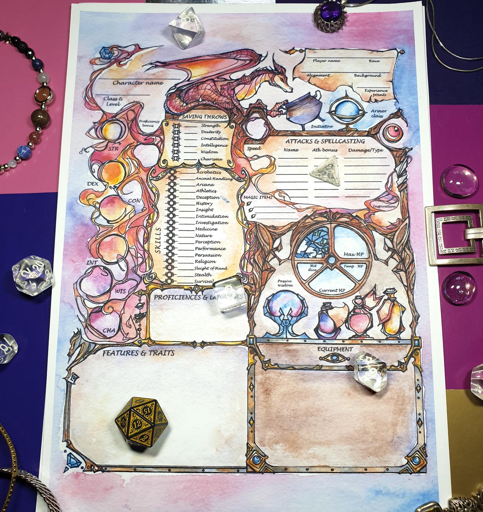 Dnd 5e Sorcerer Character Sheet / Fillable PDF Digital Download ...
