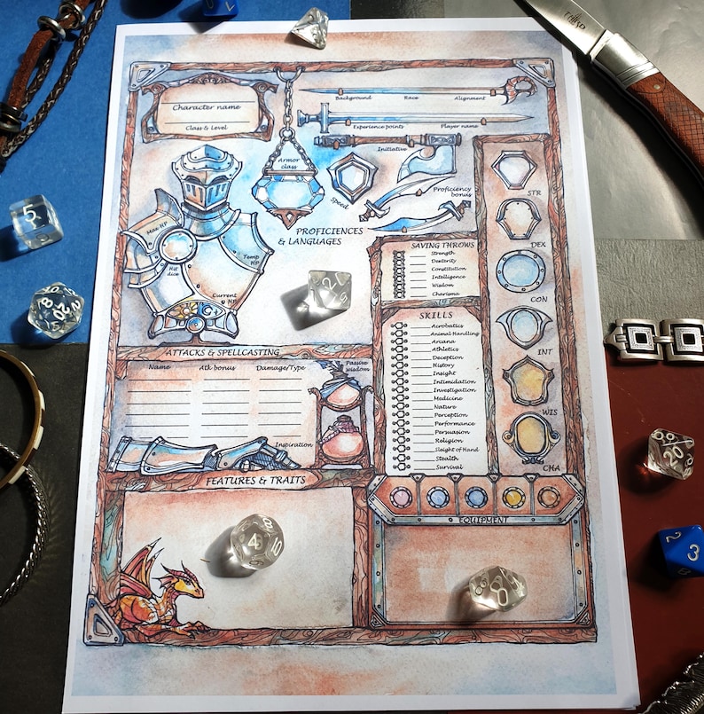 Dnd 5e Fighter Character Sheet / Fillable PDF Digital Download ...