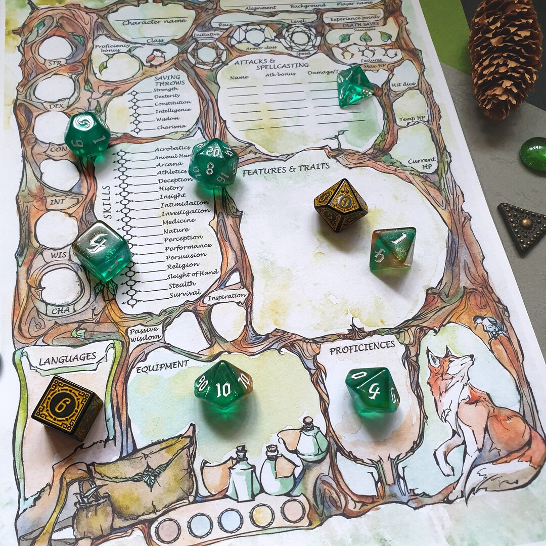 Dnd 5e Druid Character Sheet / Fillable PDF Digital Download / Dungeon ...