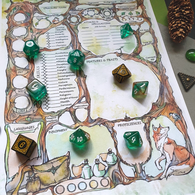 Dnd 5e Druid Character Sheet / Fillable PDF Digital Download / Dungeon ...