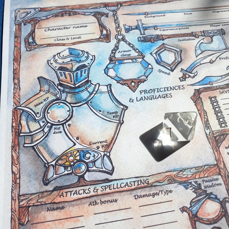 Dnd 5e Fighter Character Sheet / Fillable PDF Digital Download ...