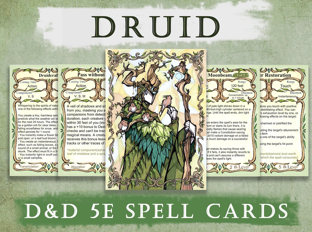 Dnd 5e Druid Spell Cards / Printable Fillable PDF / Spellbook Bundle ...
