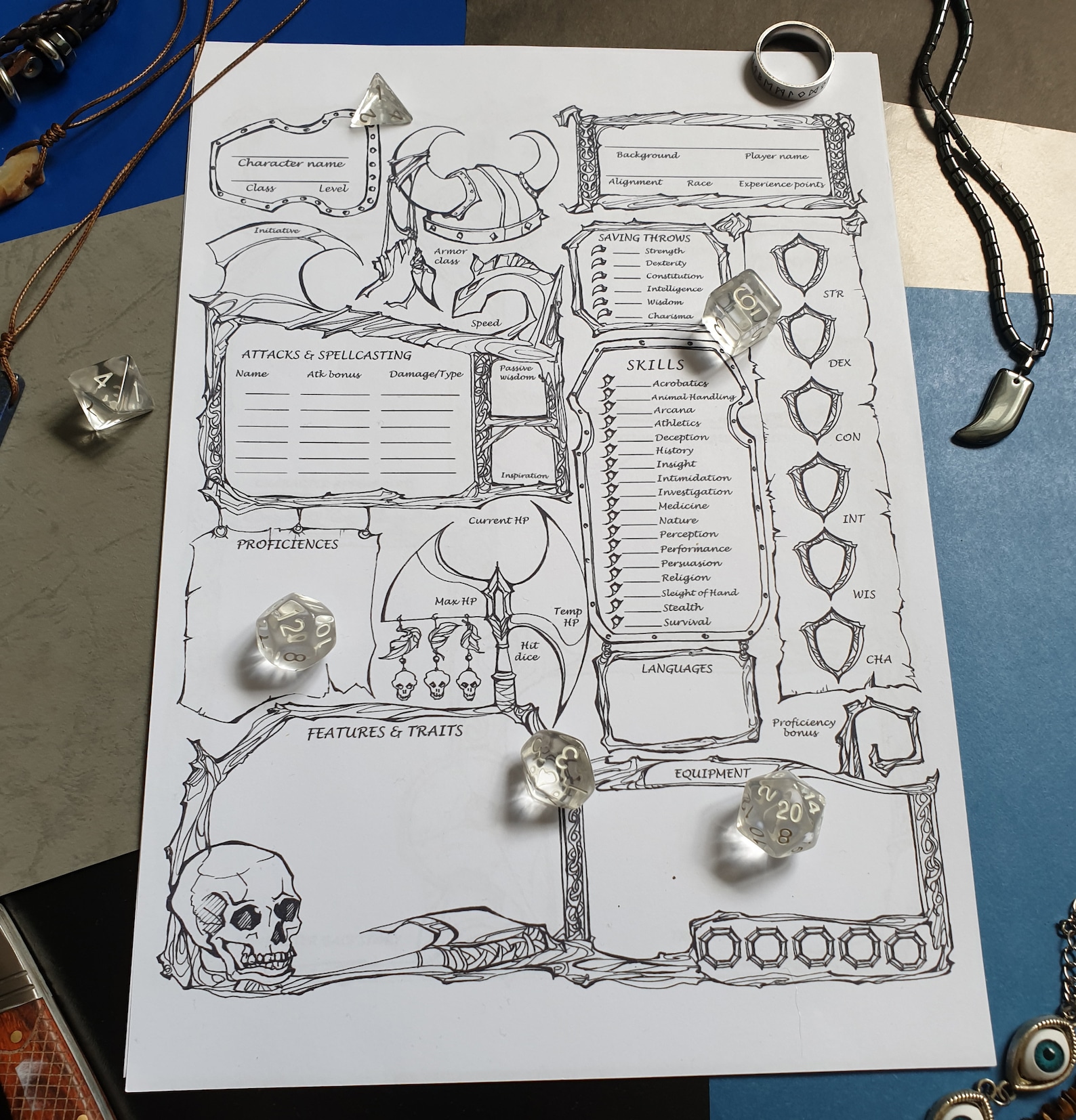 Dnd 5e Barbarian Character Sheet / Printable Fillable PDF / Dungeon and ...