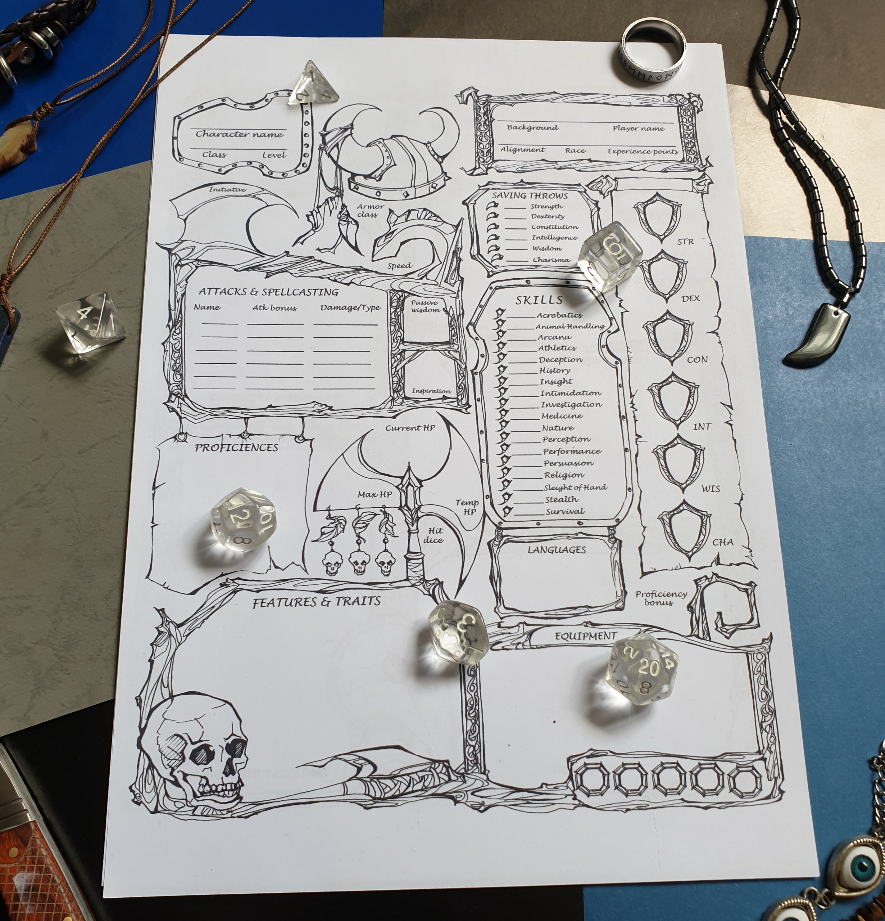 Dnd 5e Barbarian Character Sheet / Printable Fillable PDF / Dungeon and ...