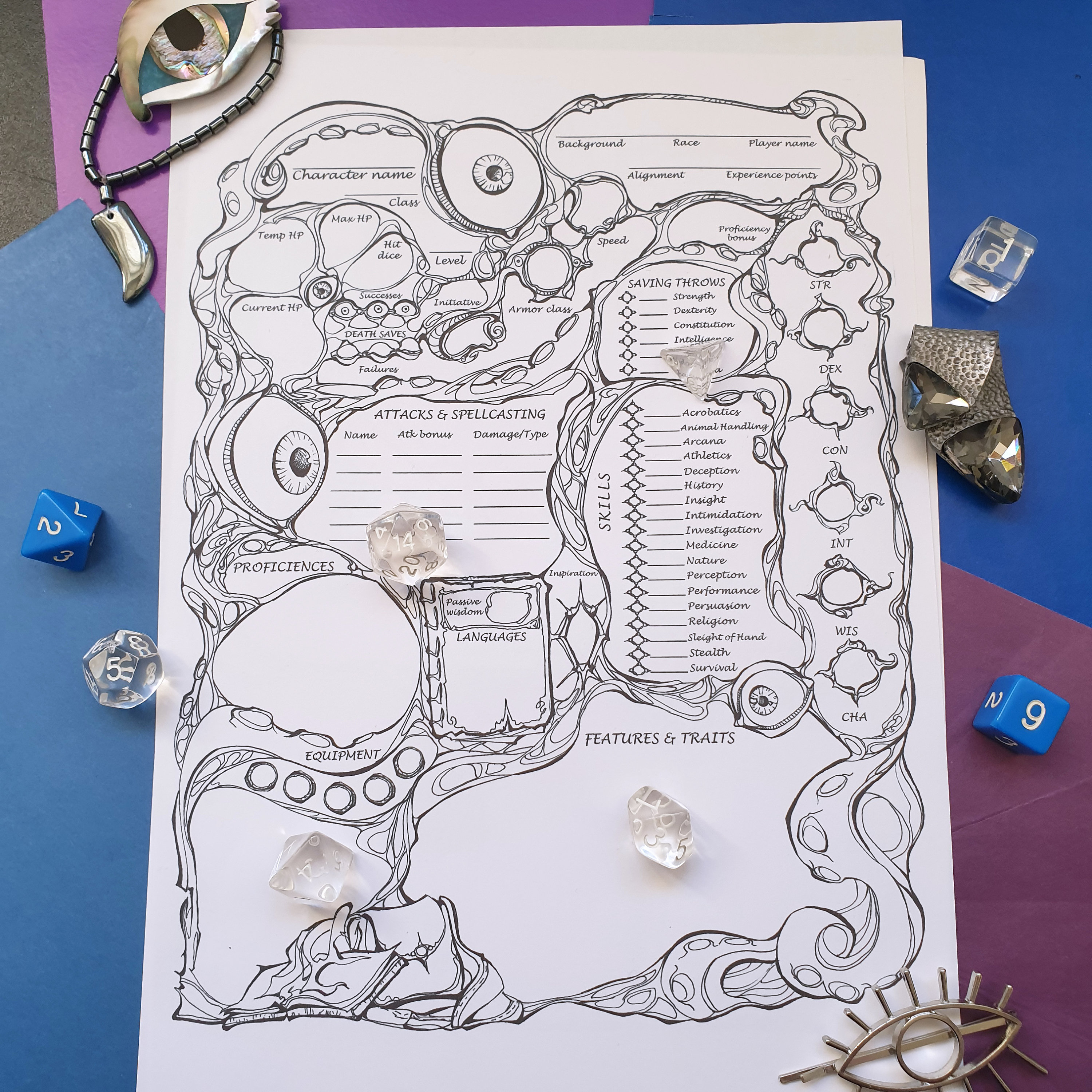 Dnd 5e Warlock Character Sheet / Printable Fillable PDF / Dungeon and Dragons Digital Download ...