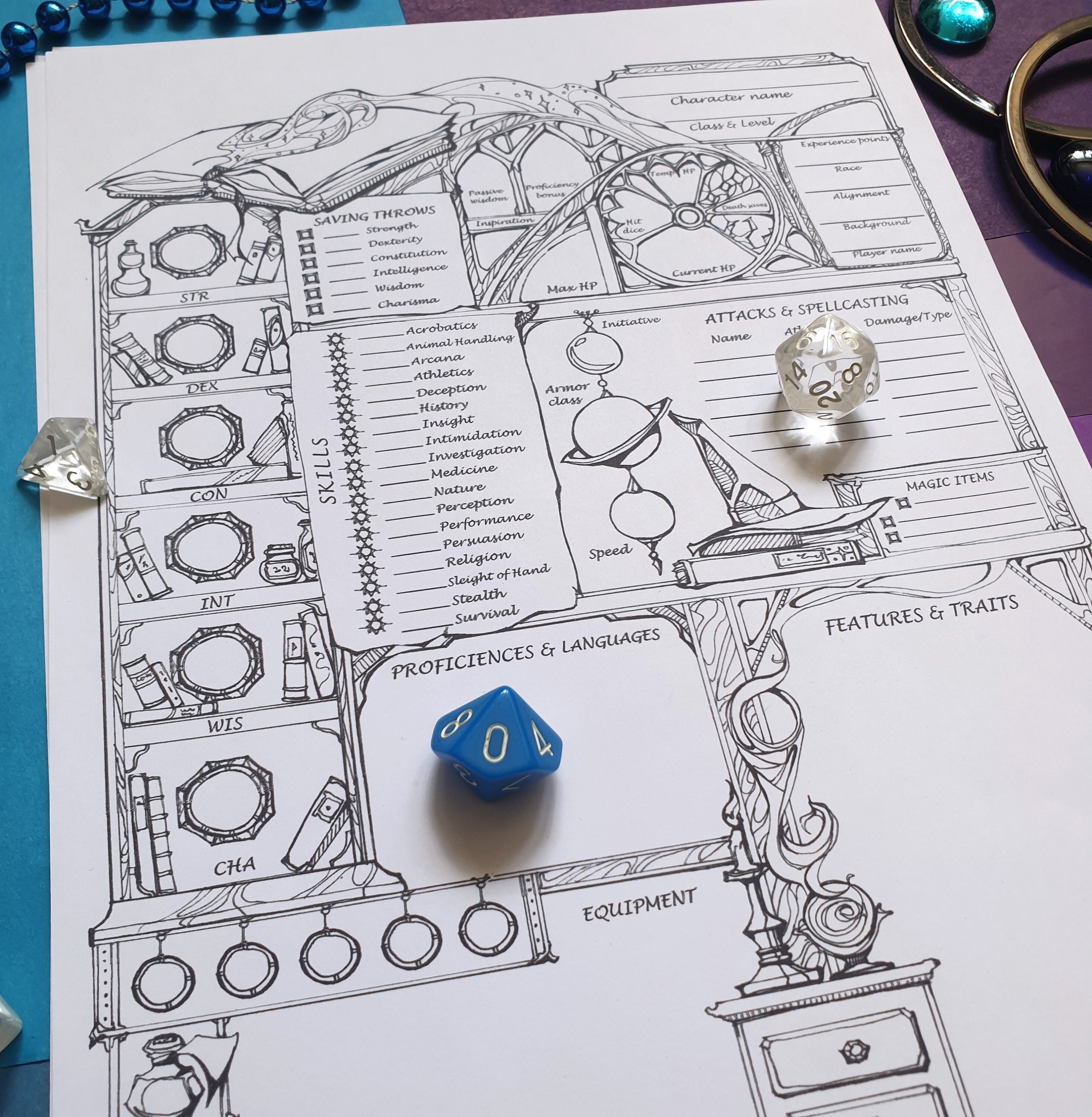 Dnd 5e Wizard Character Sheet / Printable Fillable PDF / Dungeon and ...
