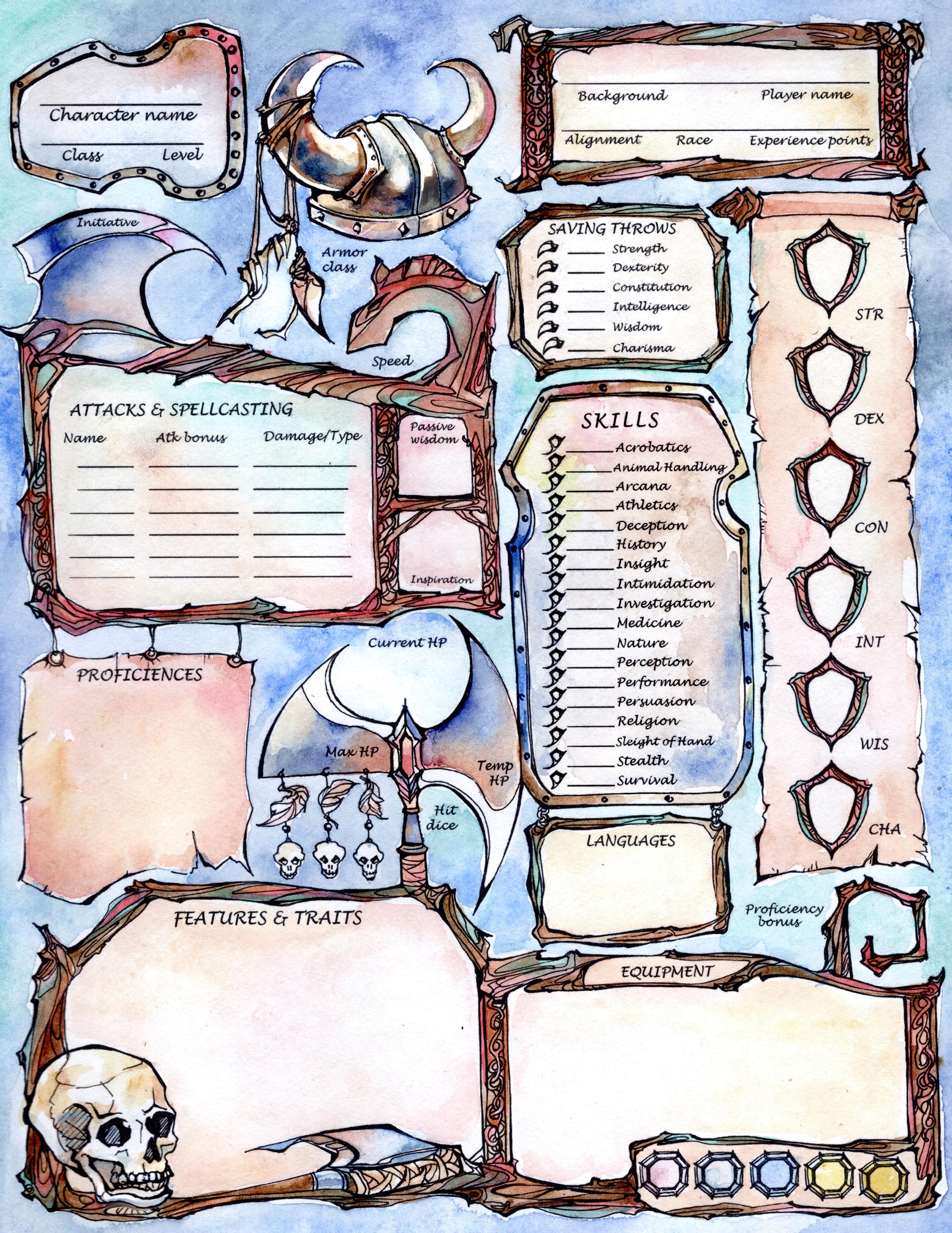 Dnd 5e Barbarian Character Sheet / Fillable PDF Digital Download ...
