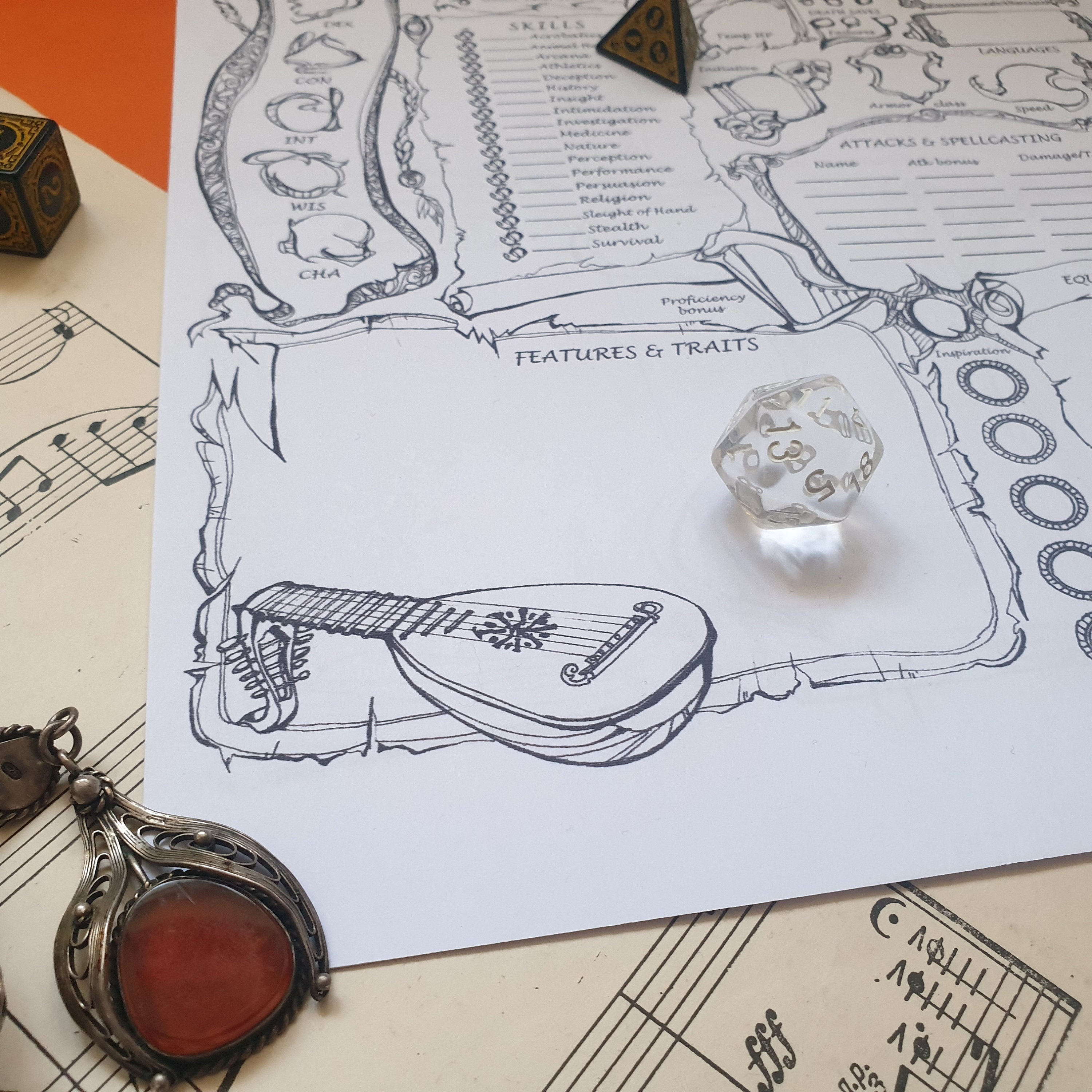 Dnd 5e Bard Character Sheet / Printable Fillable PDF / Dungeon and ...