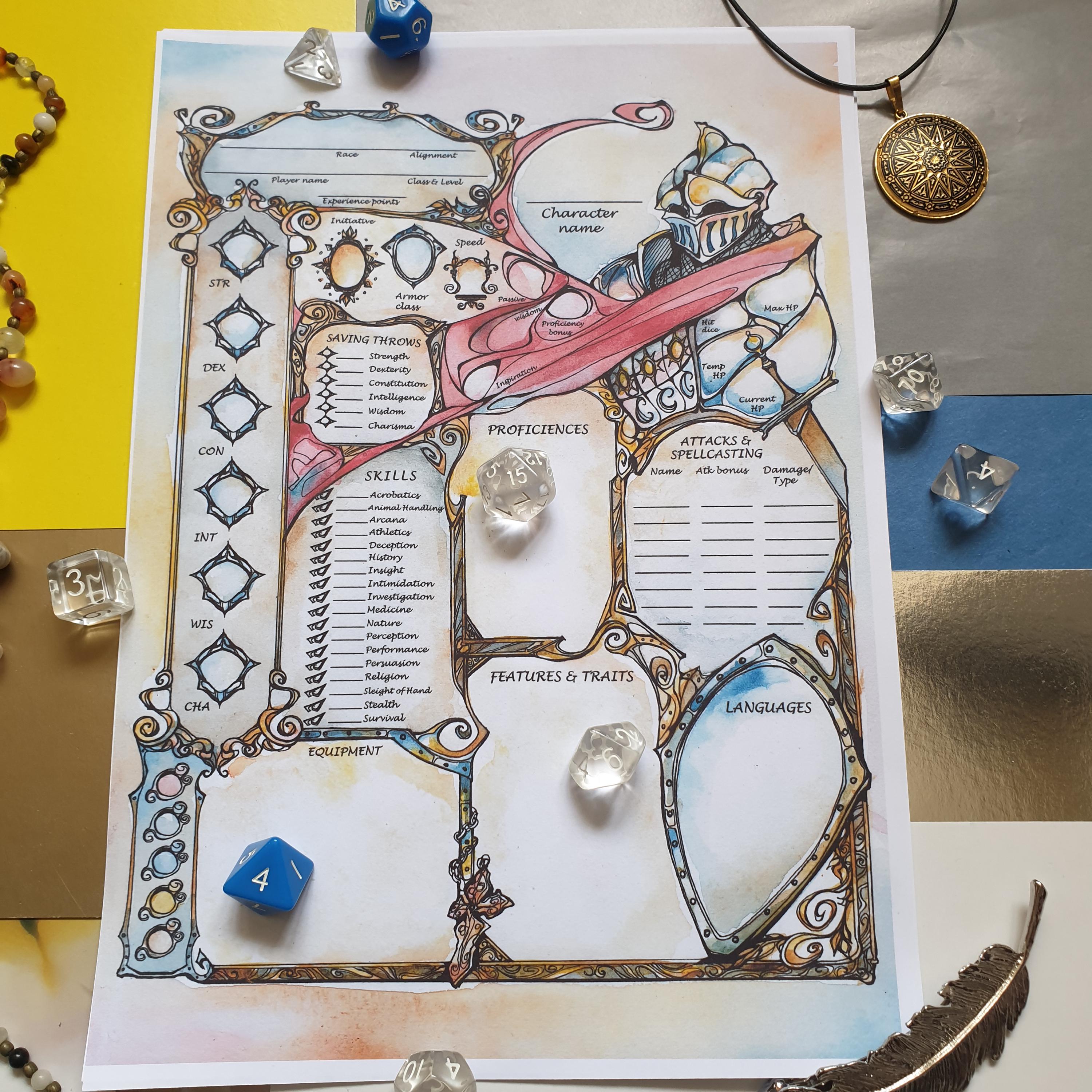 Dnd 5e Paladin Character Sheet / Fillable PDF Digital Download ...