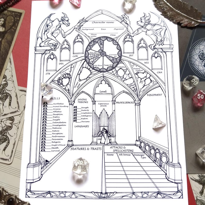 Dnd 5e Gothic Horror Character Sheet / Vampire Dark Fantasy Art ...