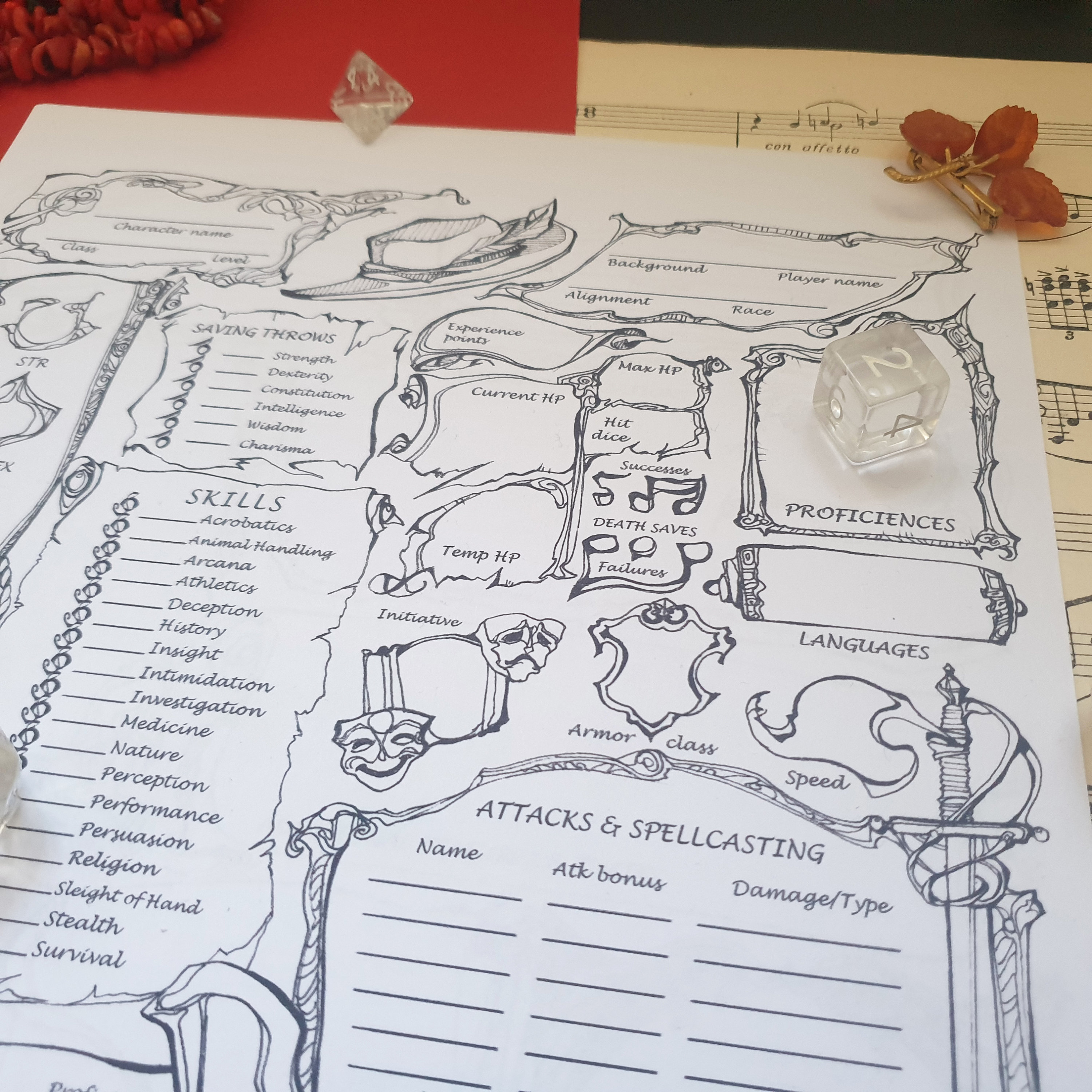 Dnd 5e Bard Character Sheet / Printable Fillable PDF / Dungeon and ...