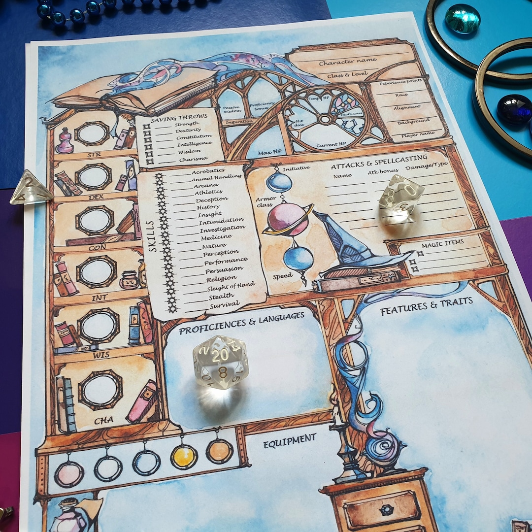 Dnd 5e Wizard Character Sheet / Fillable PDF Digital Download / Dungeon ...