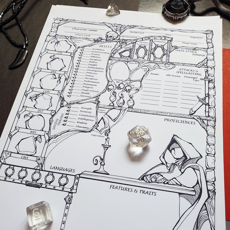 Dnd 5e Rogue Character Sheet / Printable Fillable PDF / Dungeon and ...