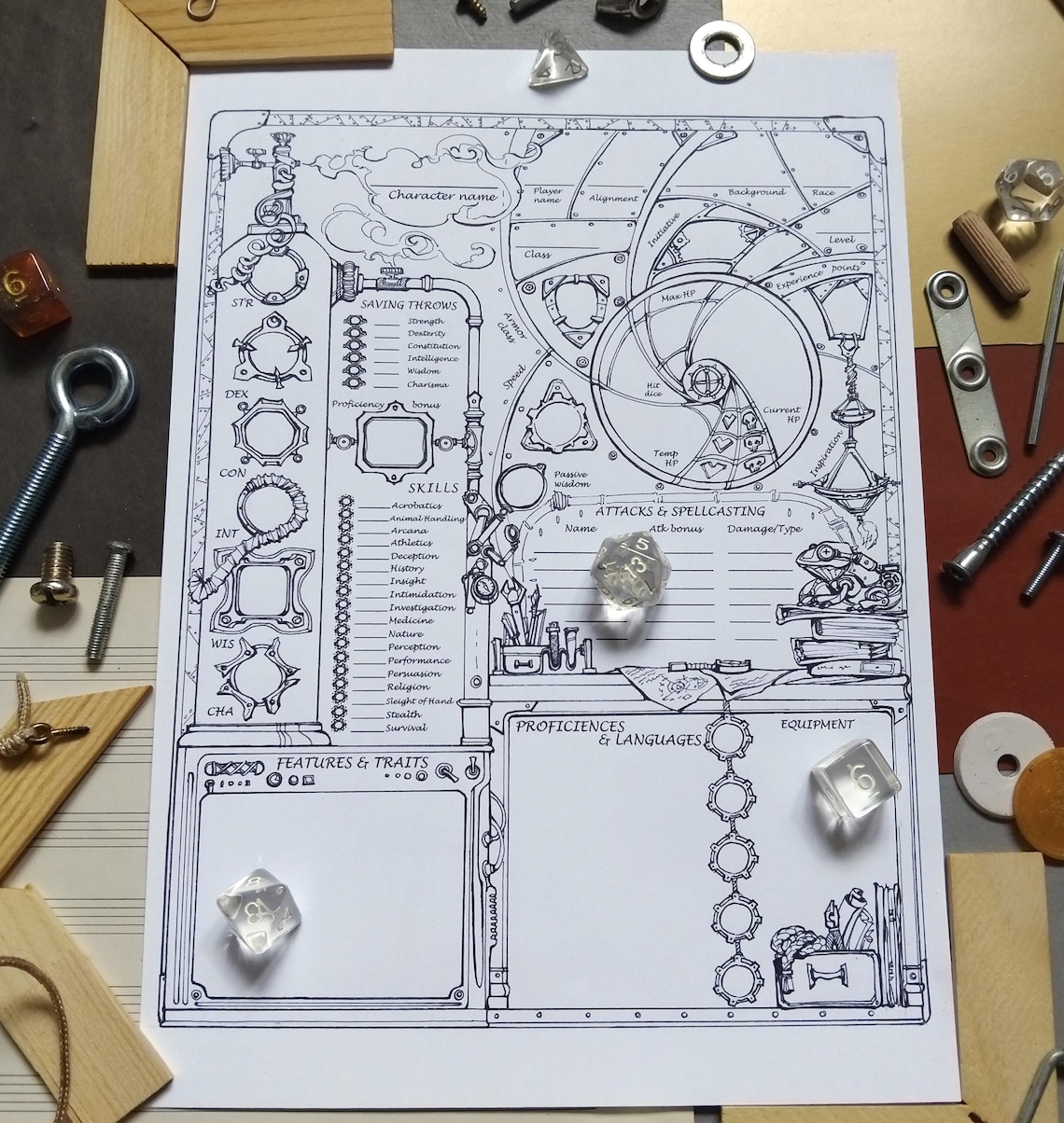 Dnd 5e Artificer Character Sheet / Printable Fillable PDF / Dungeon and Dragons Digital Download ...