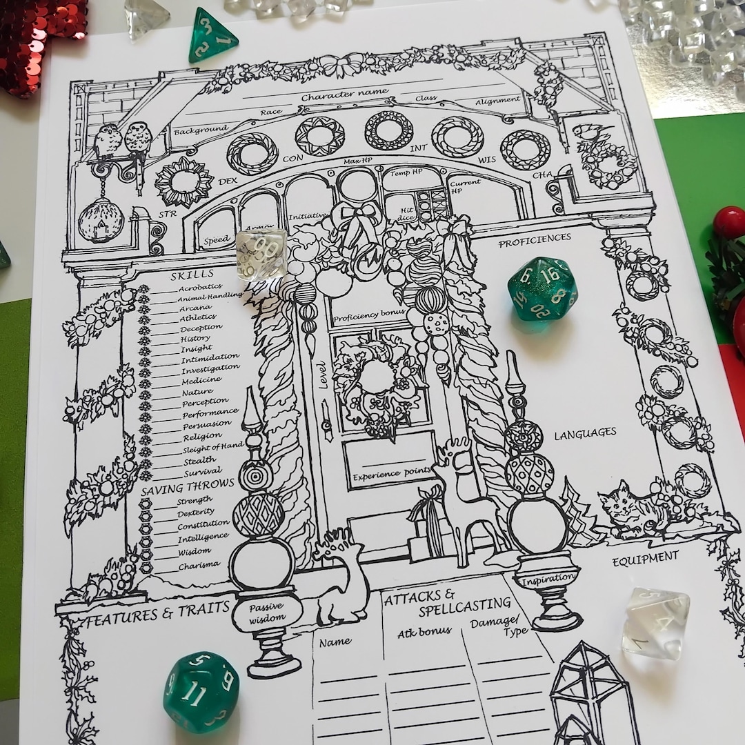 Dnd 5e Christmas Character Sheet / Printable Fillable PDF / Winter ...