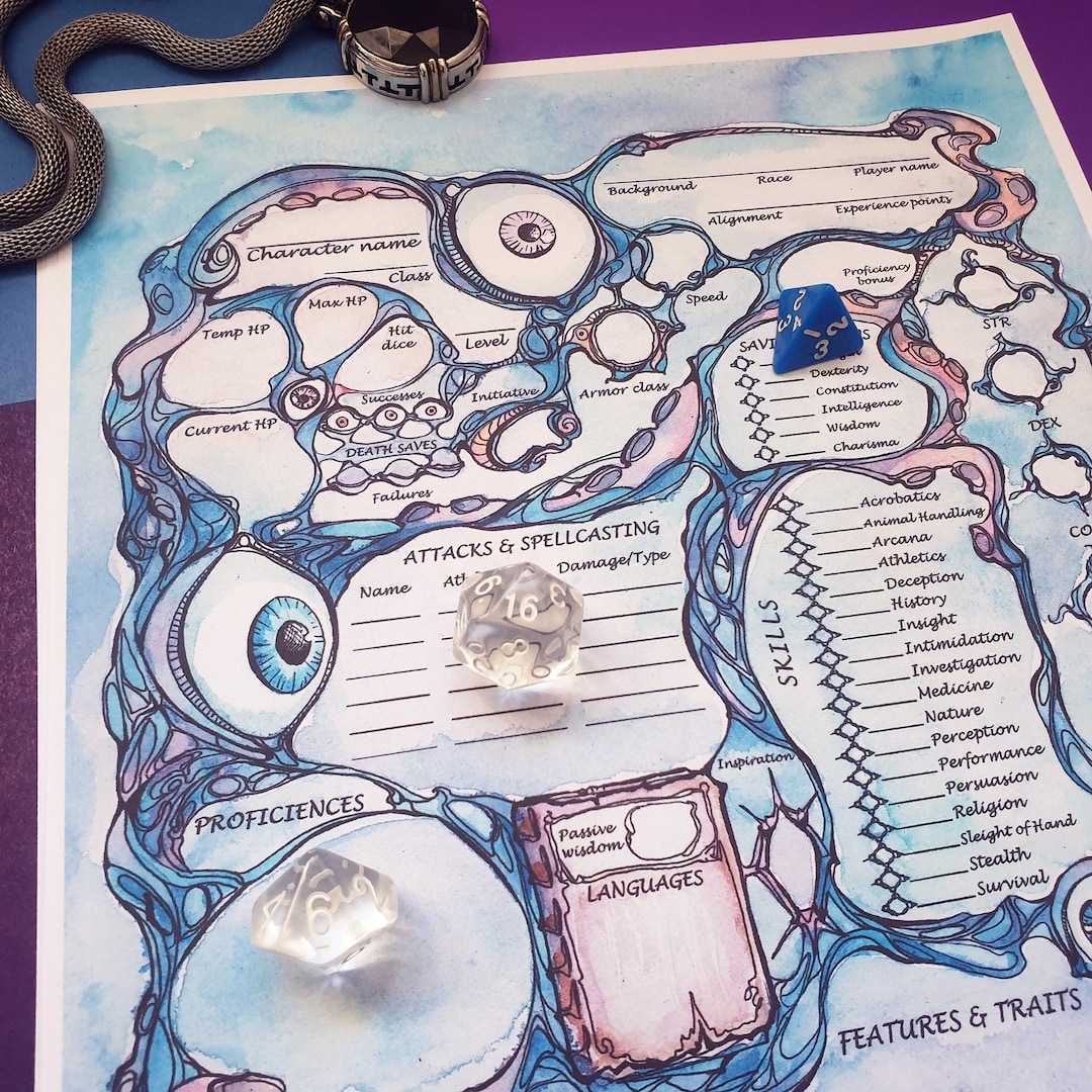 Dnd 5e Warlock Character Sheet / Fillable PDF Digital Download / Dungeon and Dragons Gifts ...