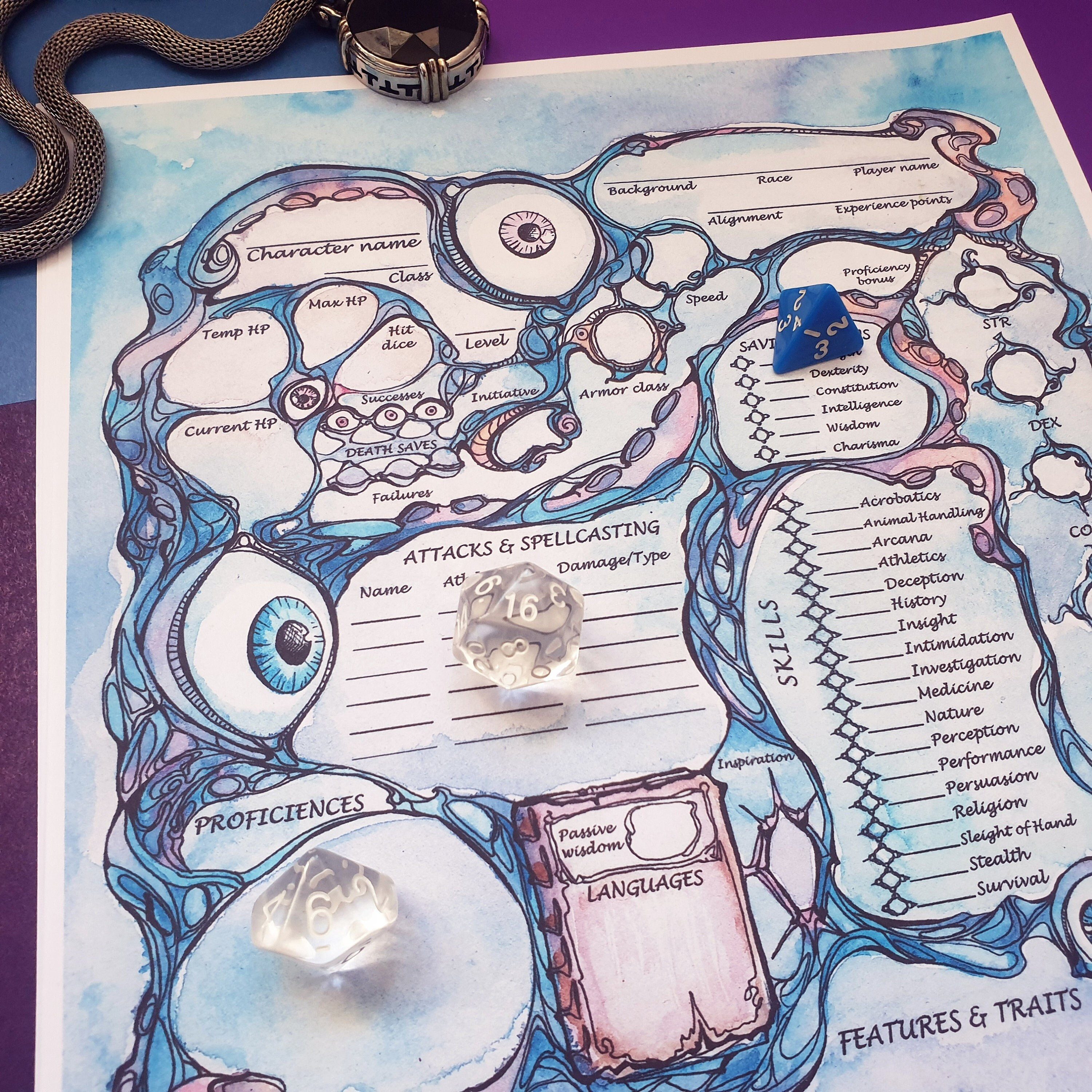 Dnd 5e Warlock Character Sheet / Fillable PDF Digital Download / Dungeon and Dragons Gifts ...