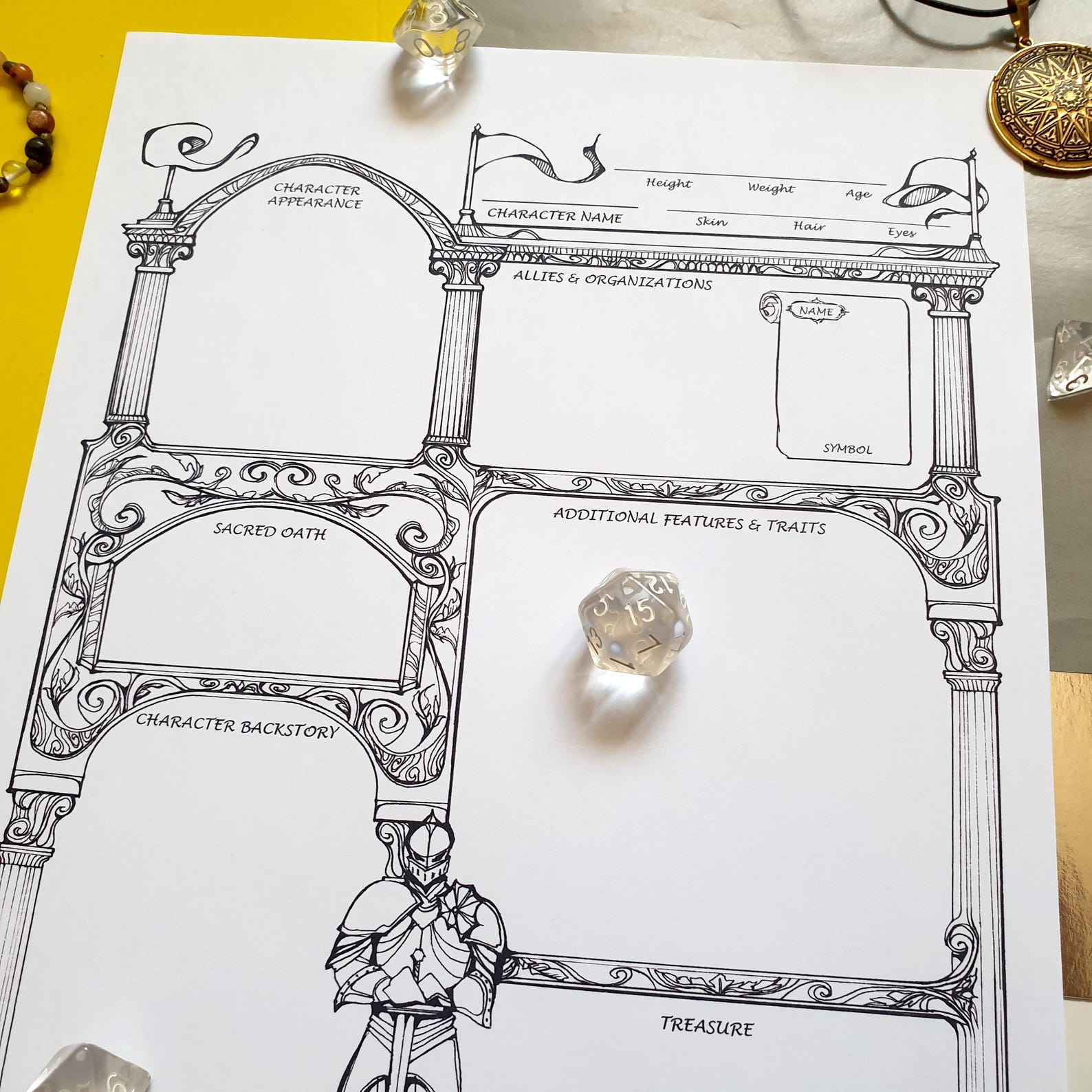 Dnd 5e Paladin Character Sheet / Printable Fillable PDF / Dungeon and ...