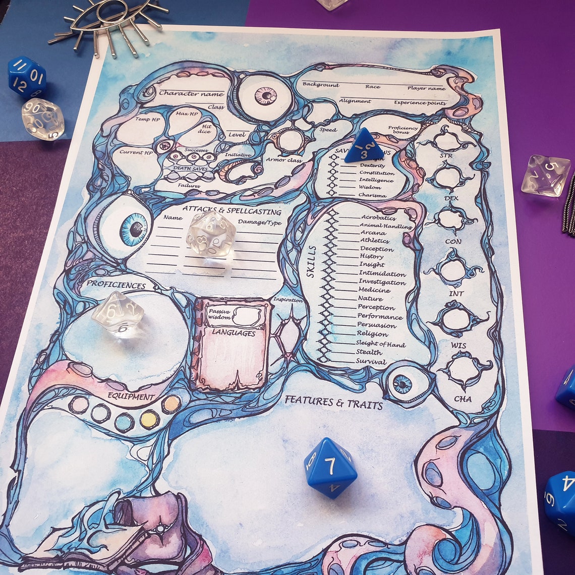 Dnd 5e Warlock Character Sheet / Fillable PDF Digital Download / Dungeon and Dragons Gifts ...