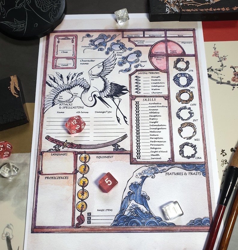 Dnd 5e Monk Character Sheet / Fillable PDF Digital Download / Dungeon ...