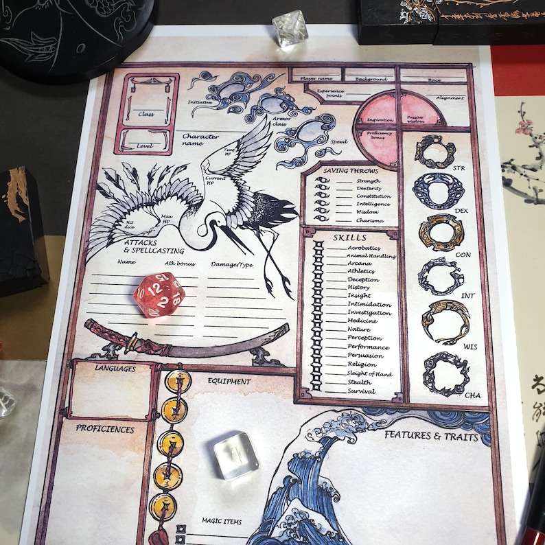 Dnd 5e Monk Character Sheet / Fillable PDF Digital Download / Dungeon and Dragons Gifts ...