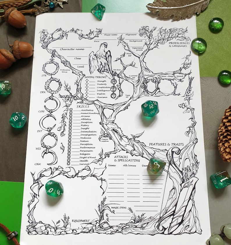 Dnd 5e Ranger Character Sheet / Printable Fillable PDF / Dungeon and ...