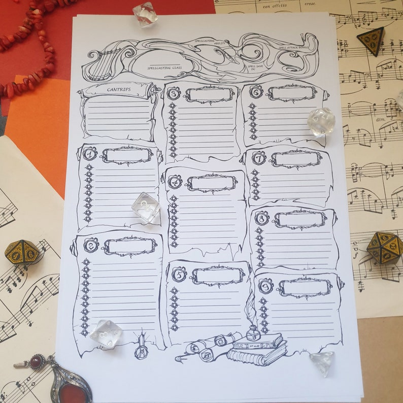 Dnd 5e Bard Character Sheet / Printable Fillable PDF / Dungeon and ...