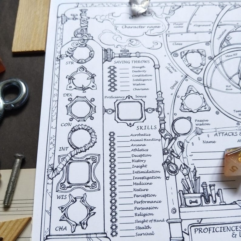 Dnd 5e Artificer Character Sheet / Printable Fillable PDF / Dungeon and Dragons Digital Download ...