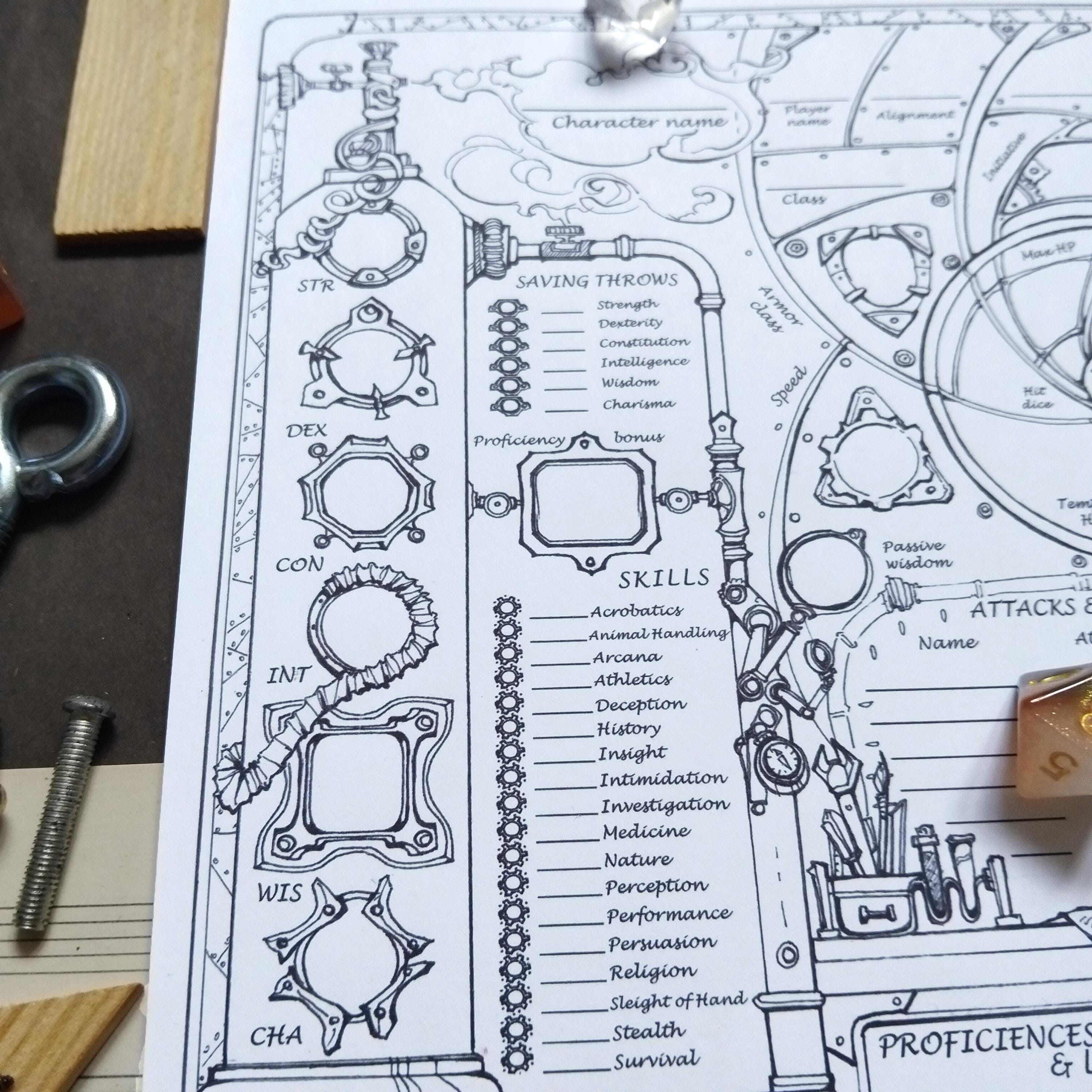 Dnd 5e Artificer Character Sheet / Printable Fillable PDF / Dungeon and ...