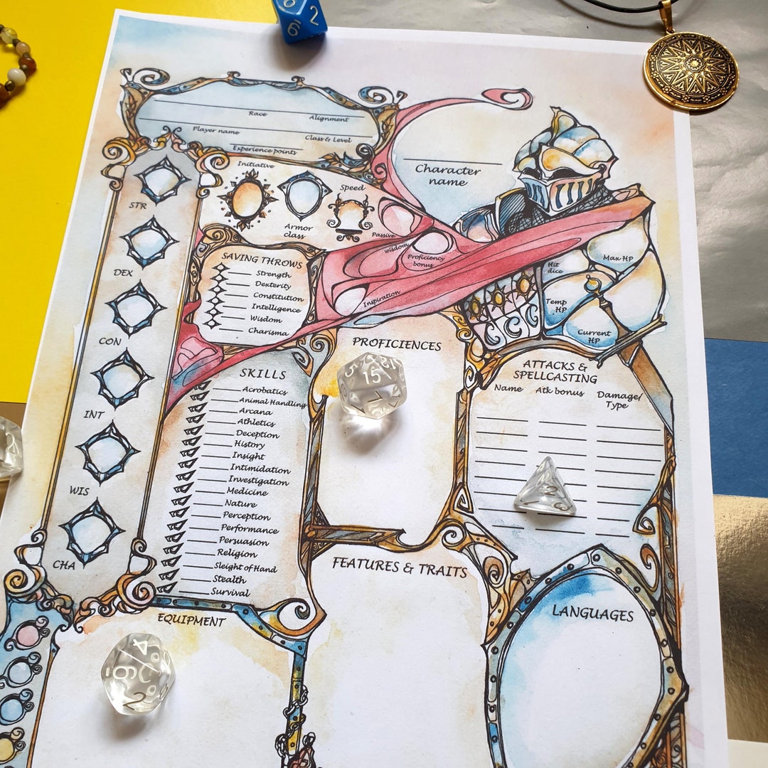 Dnd 5e Paladin Character Sheet / Fillable PDF Digital Download ...