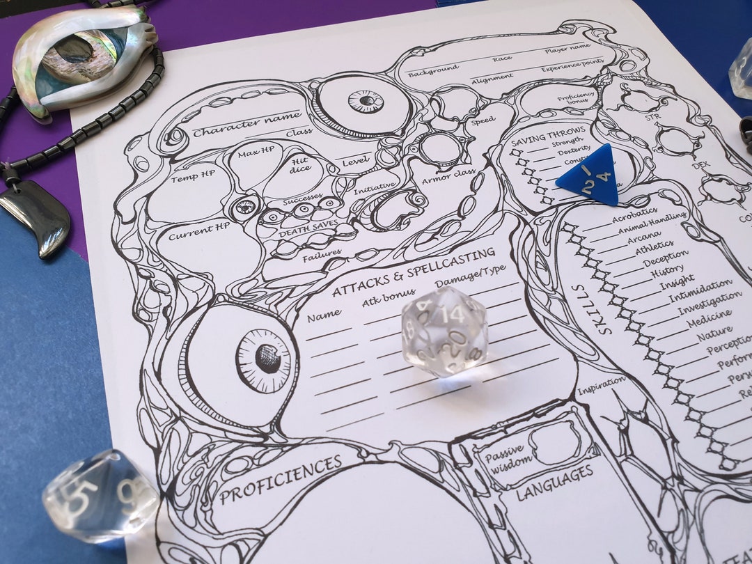 Dnd 5e Warlock Character Sheet / Printable Fillable PDF / Dungeon and ...
