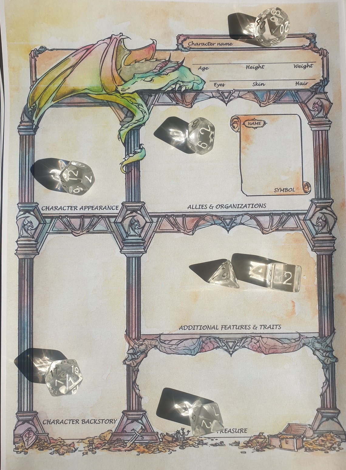 Dnd 5e Dragon Character Sheet / Fillable PDF Digital Download / Dungeon ...