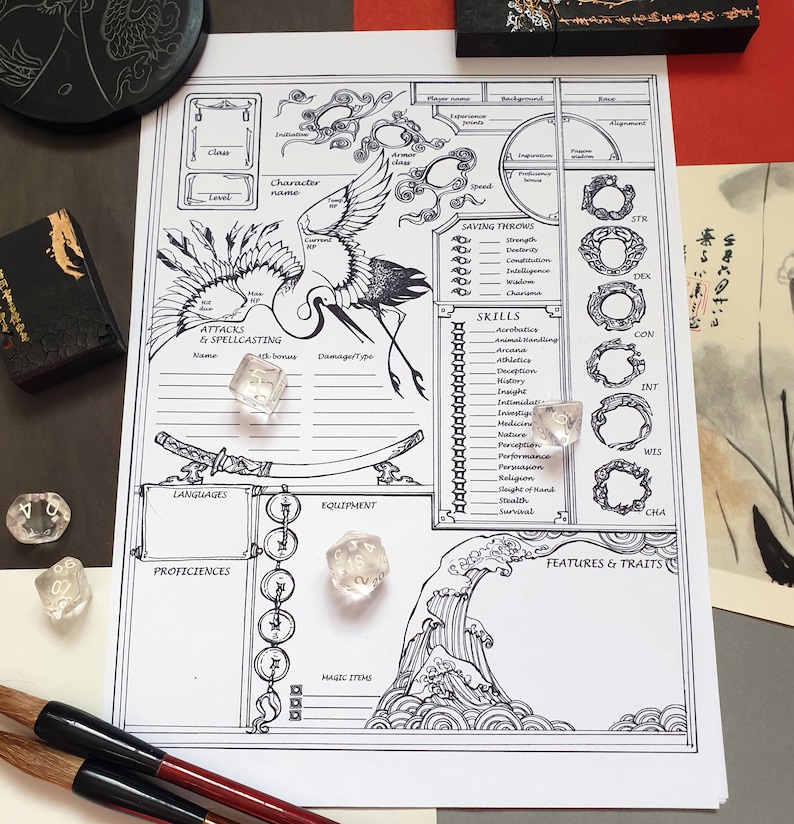 Dnd 5e Monk Character Sheet / Printable Fillable PDF / Dungeon and ...