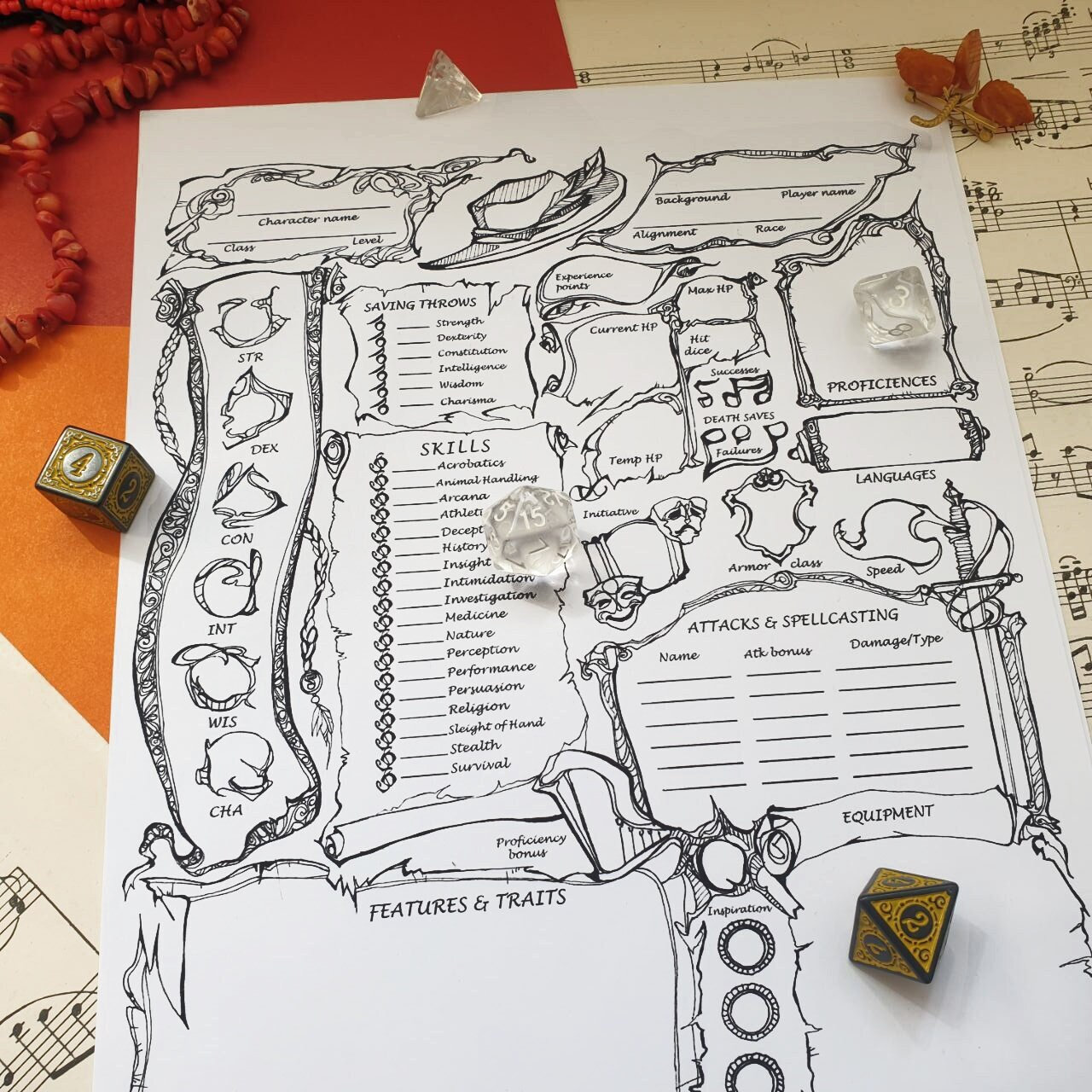 Dnd 5e Bard Character Sheet / Printable Fillable PDF / Dungeon and ...