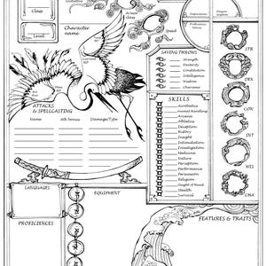 Dnd 5e Monk Character Sheet / Printable Fillable PDF / Dungeon and ...