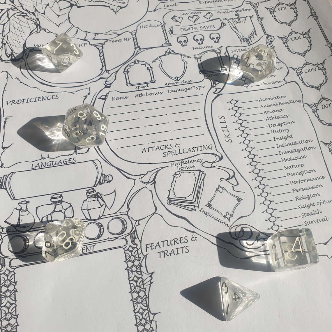 Dnd 5e Dragon Character Sheet / Printable Fillable PDF / Dungeon and ...