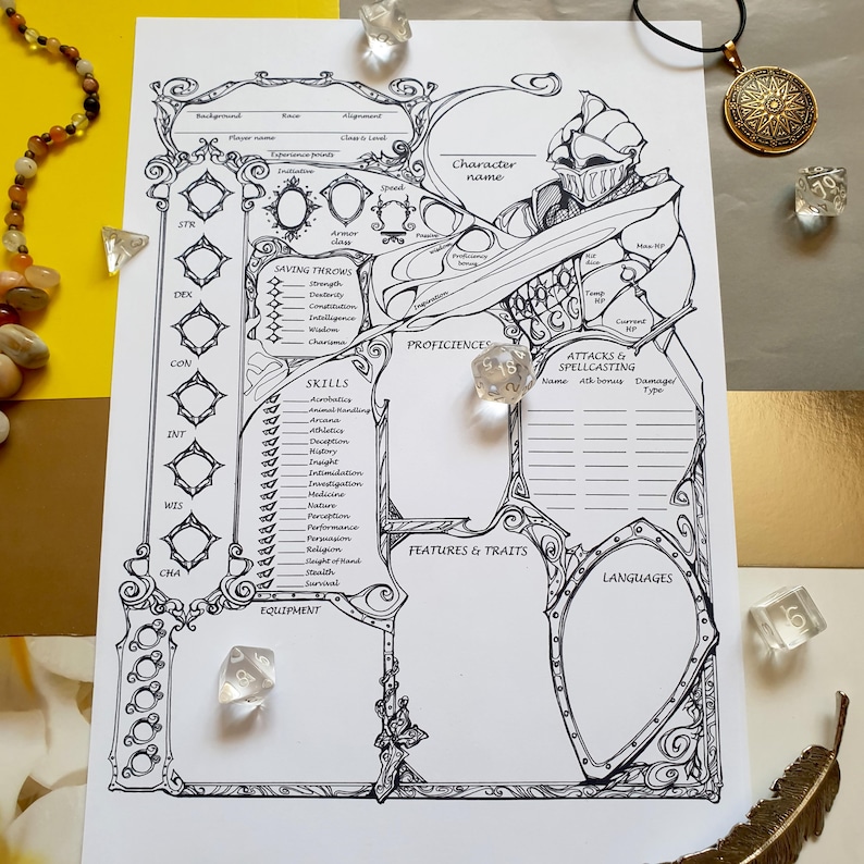 Dnd 5e Paladin Character Sheet / Printable Fillable PDF / Dungeon and ...