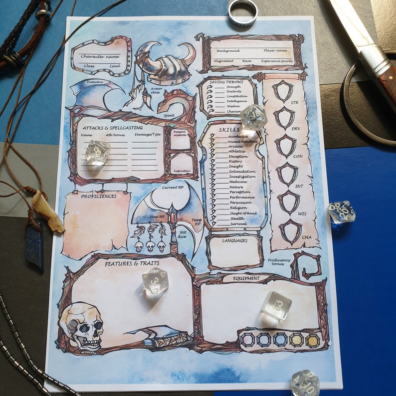 Dnd 5e Barbarian Character Sheet / Fillable PDF Digital Download ...