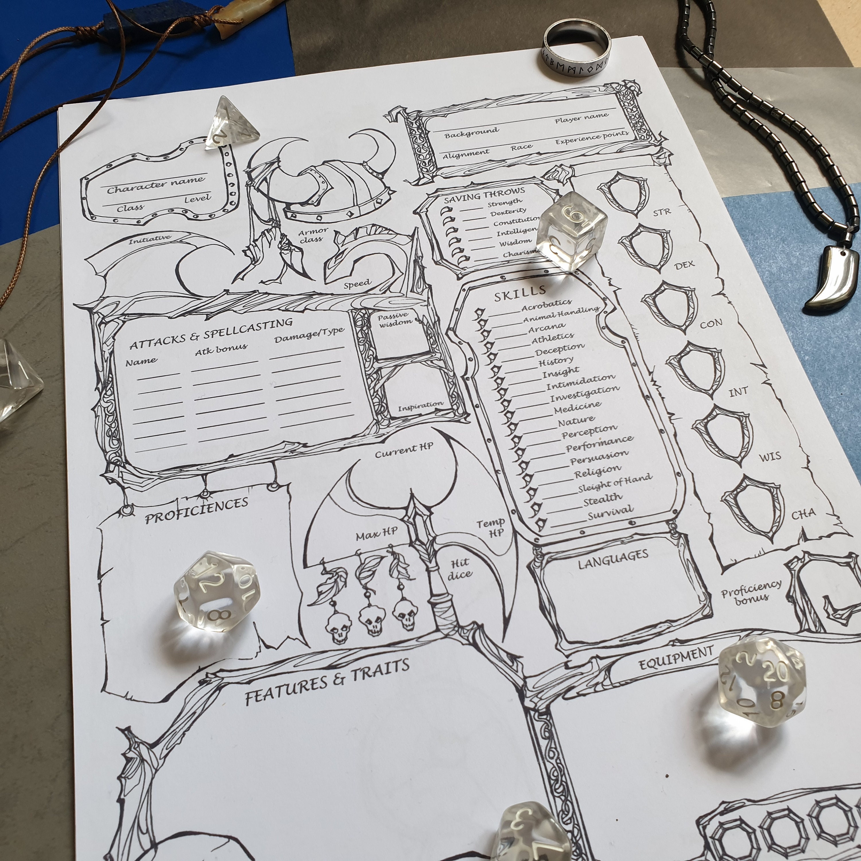 Dnd 5e Barbarian Character Sheet / Printable Fillable PDF / Dungeon and ...