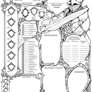 Dnd 5e Paladin Character Sheet / Printable Fillable PDF / Dungeon and ...