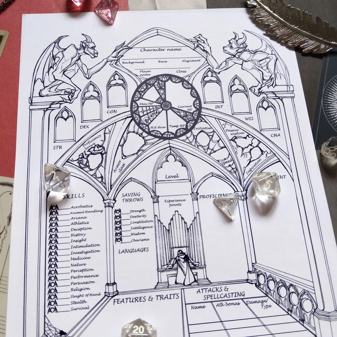 Dnd 5e Gothic Horror Character Sheet / Vampire Dark Fantasy Art ...