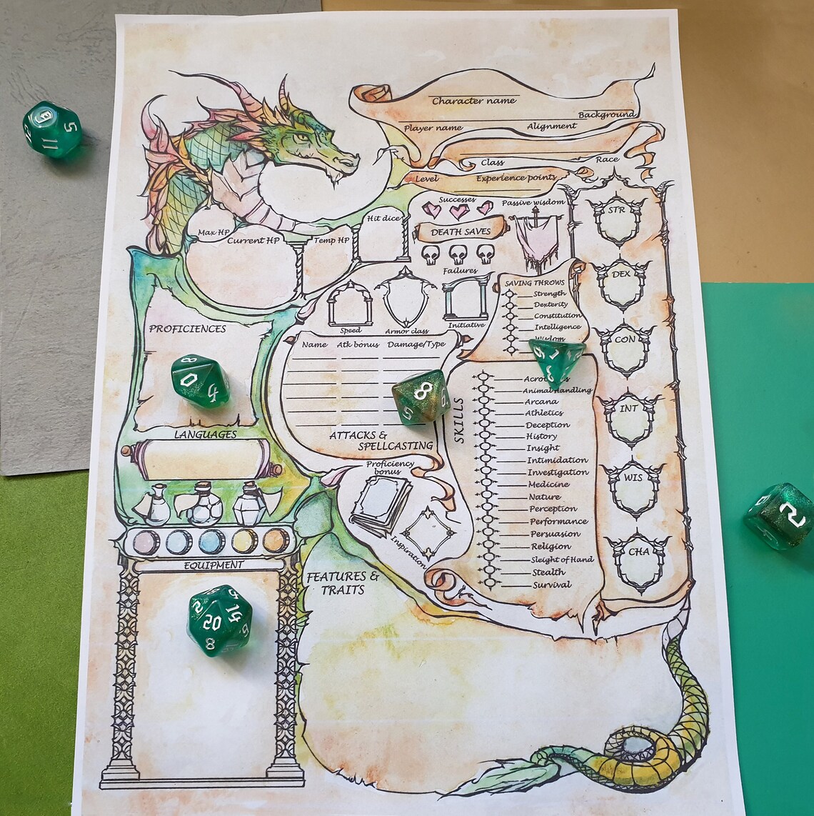 Dnd 5e Dragon Character Sheet / Fillable PDF Digital Download / Dungeon ...