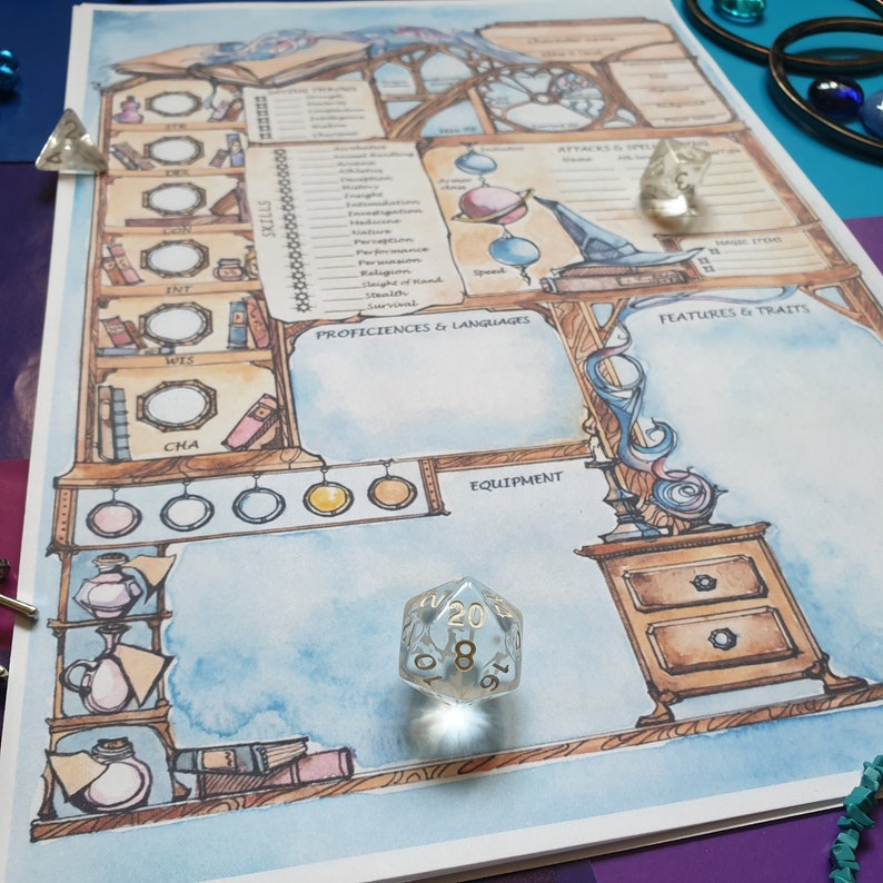 Dnd 5e Wizard Character Sheet / Fillable PDF Digital Download / Dungeon ...