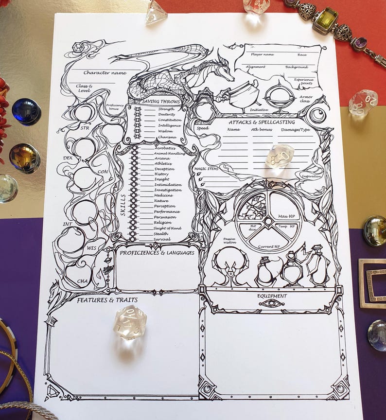 Dnd 5e Sorcerer Character Sheet / Printable Fillable PDF / Dungeon and ...