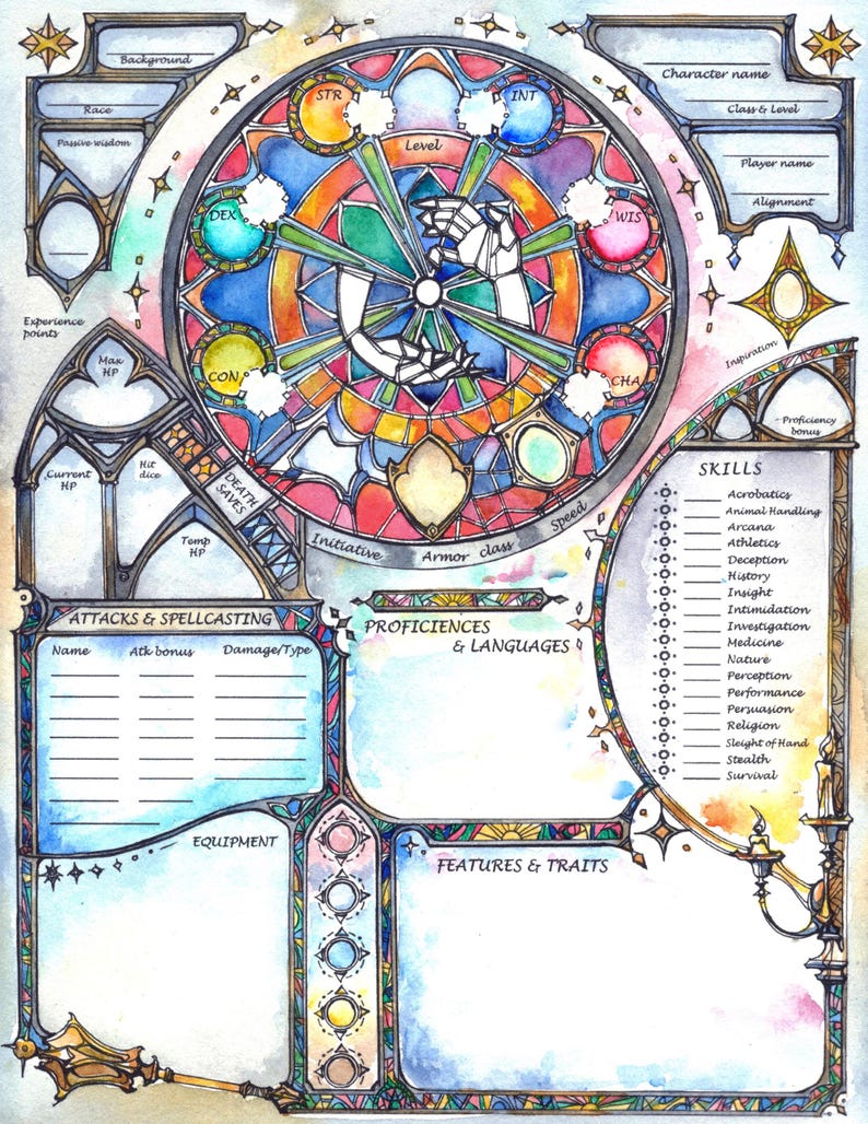 Dnd 5e Cleric Character Sheet / Fillable PDF Digital Download / Dungeon ...