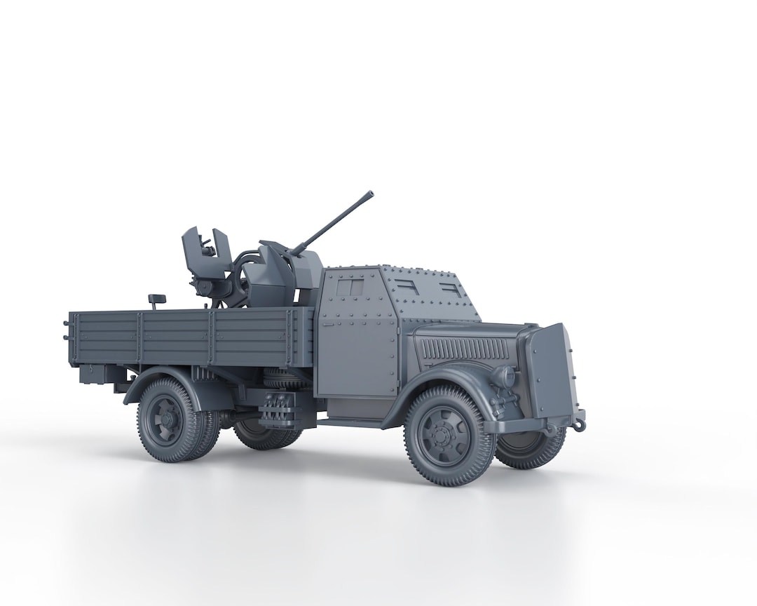 WWII Opel Blitz With FLAK38 20mm With Armored Cab 1/100 15mm 1/87 Ho 1/ ...